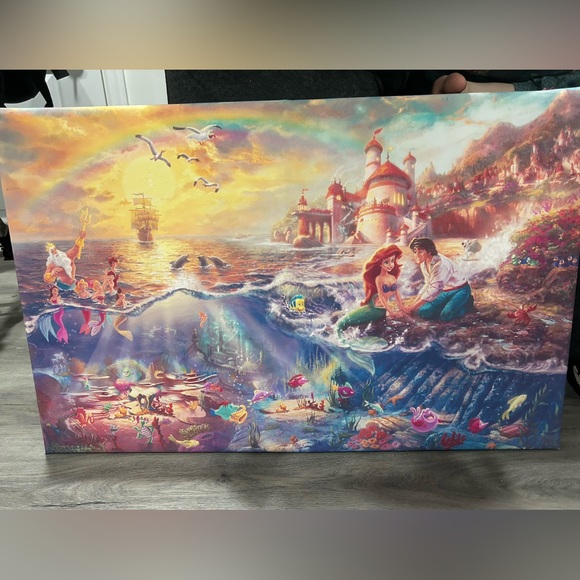Disney | Art | Little Mermaid Canvas Painting By Thomas Kinkade | Poshmark